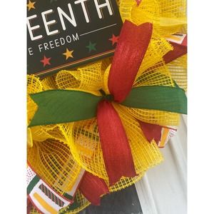 Handmade | Holiday | Juneteenth Deco Mesh Ribbon Wreath Celebrate ...